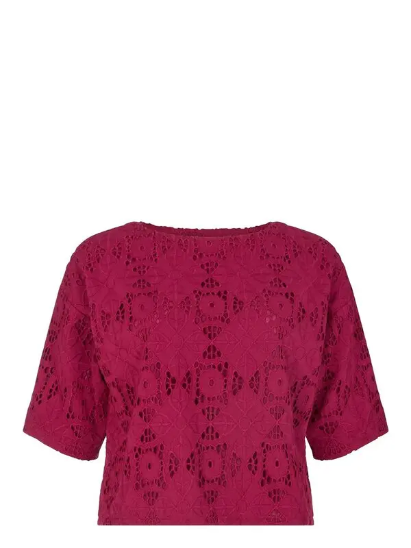 RAFFYA Opal Broderie Anglaise Blouse - Pink