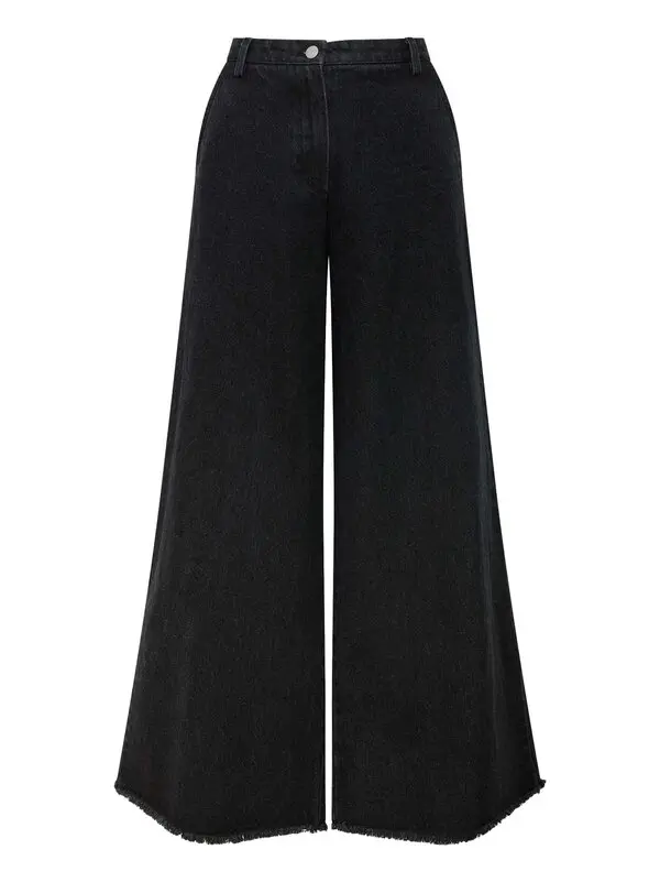 JAMES LAKELAND High-waisted Frayed Hem Jeans - Black