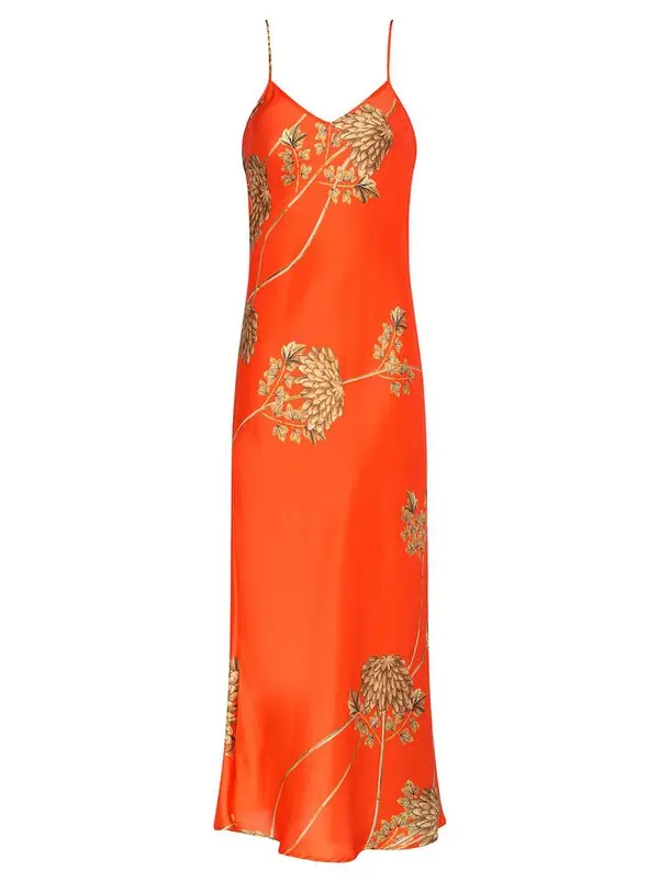 AGUACLARA Riad Printed Midi Slip Dress - Orange