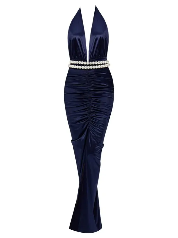 NUR KARAATA Midnight Empire Maxi Dress - Blue