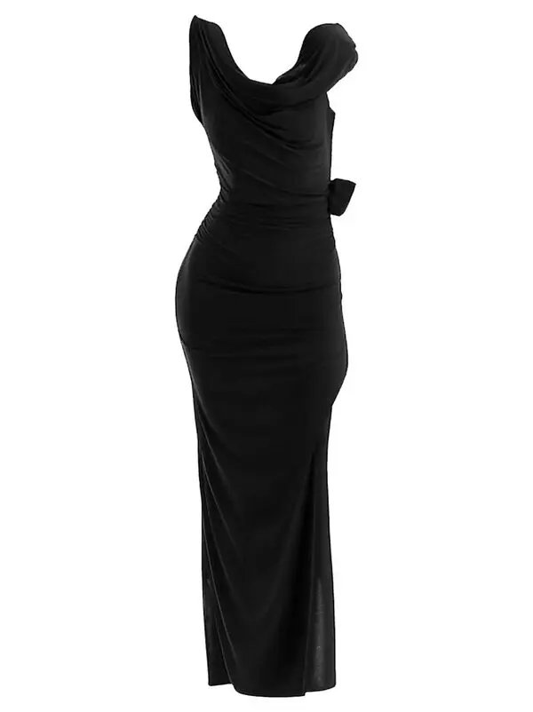 MAISON DE GALA Adele Draped Maxi Dress - Black