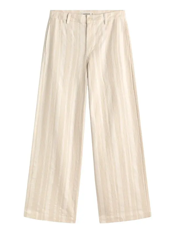 THINKING MU Serena Striped Straight Pants - White