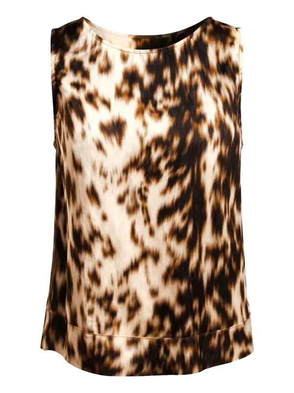 OH!ZUZA NIGHT&DAY Neutrals Echo Sleeveless Satin Viscose Top - Brown