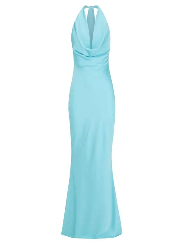 STUDIO LEXI Amalia Halterneck Gown - Blue