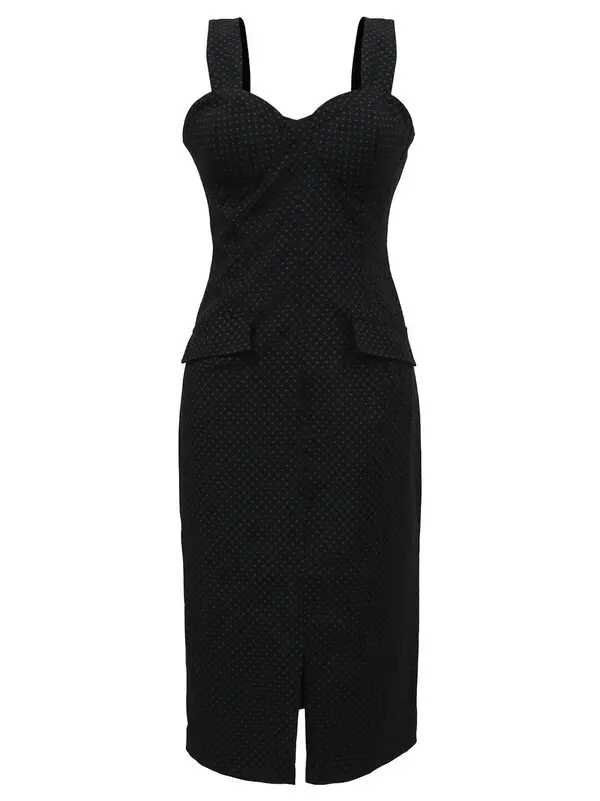 SMART AND JOY Sleeveless Mini Sheath Dress With Dots Print - Black