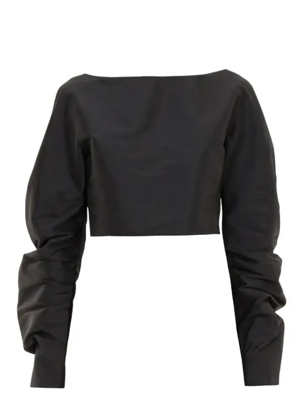 SAZHA Silk Taffeta Cropped Top - Black
