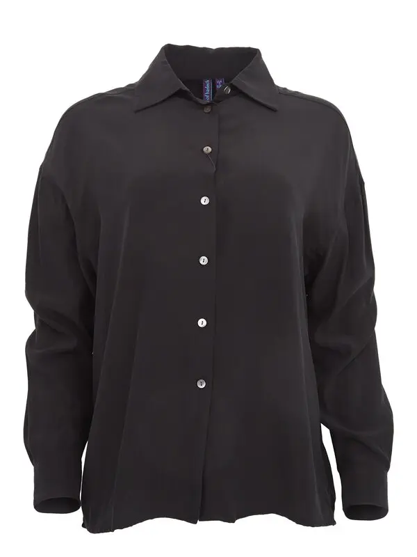 LORDS OF HARLECH Sophie Silk Oversized Shirt - Black