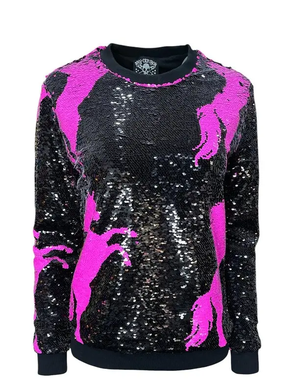 ANY OLD IRON Sequin Sweatshirt - Pink/black