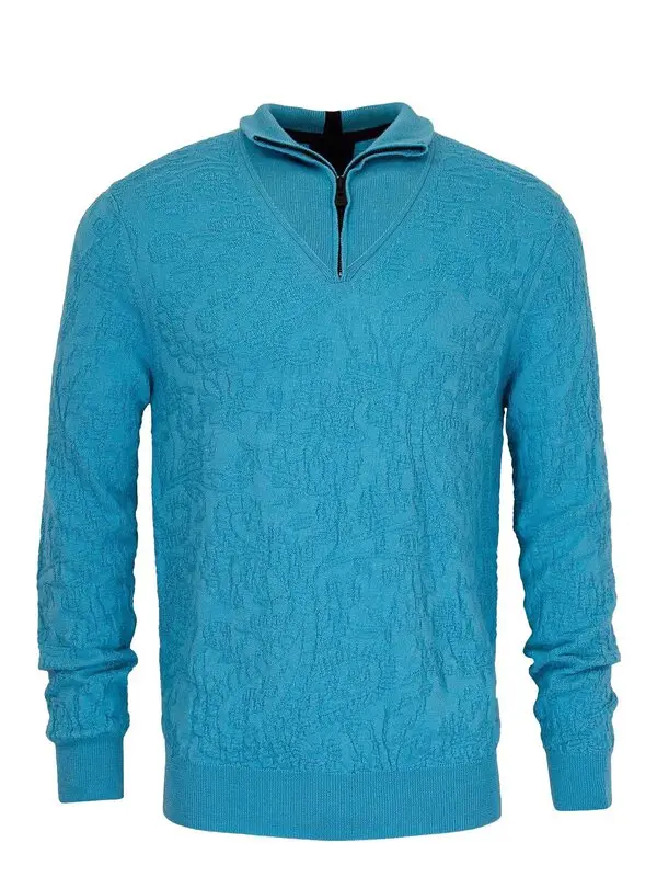 LORDS OF HARLECH Quinn Quarter-zip Merino Sweater - Blue