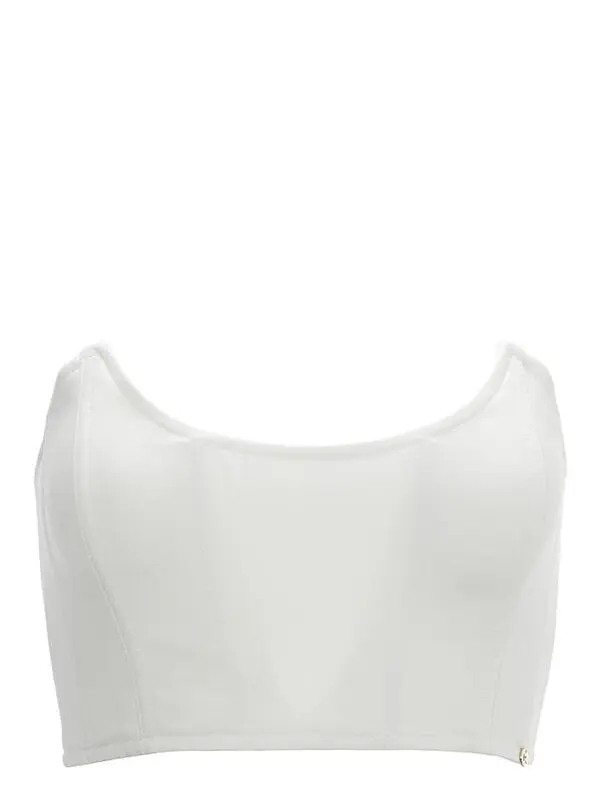 NISSA Paneled Zip-up Corset - White