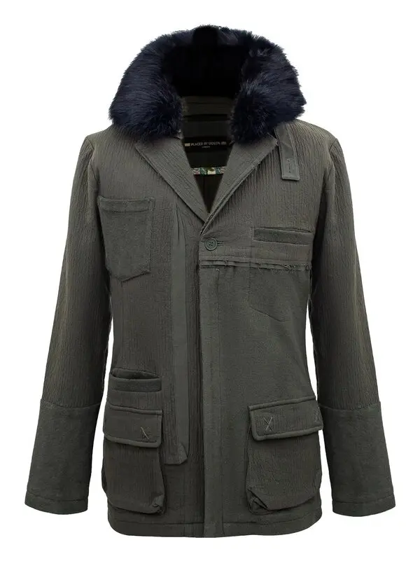 SMART AND JOY Coat With Faux Fur Collar - Green