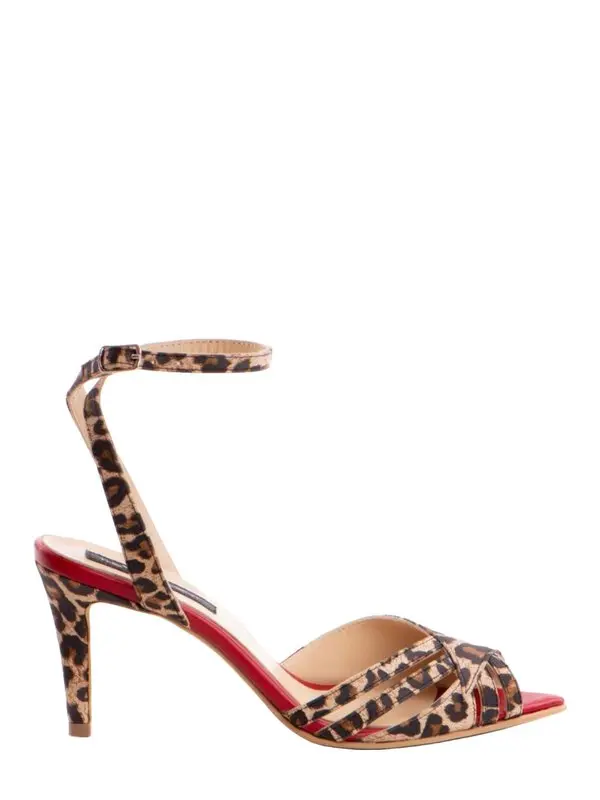 THE 5TH ELEMENT Amina Leopard And Red Leather Heel Sandals - Black/red
