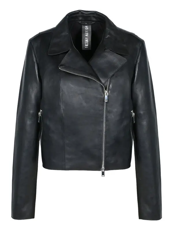 FREAKY NATION Bonded Leather Biker Jacket - Black