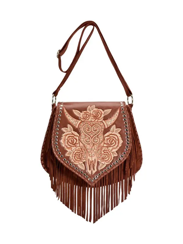 JODI LEE Akaroa Navajo Suede Shoulder Bag - Brown