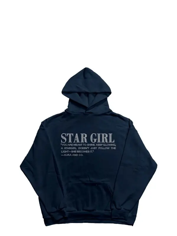 AURA & CO Rhinestone Stargirl Hoodie - Silver/blue