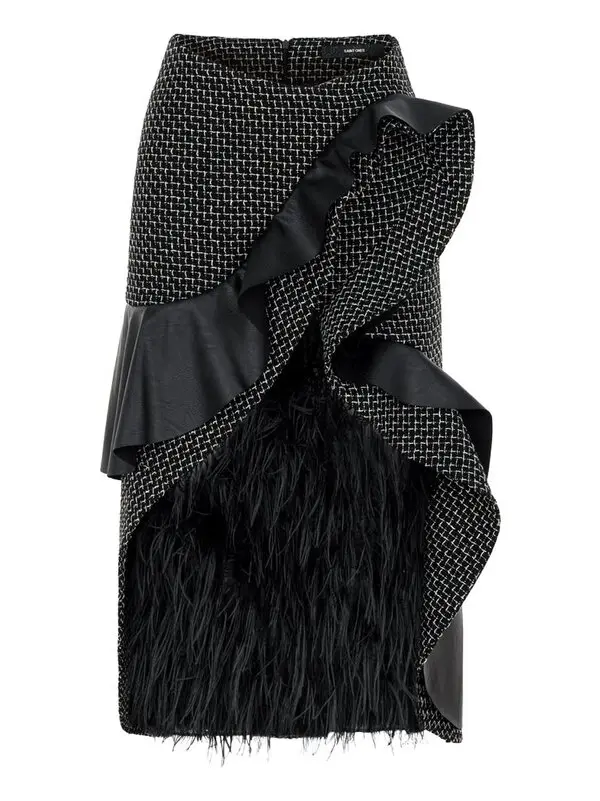 SAINT ONES Nycus Feather Skirt - Black