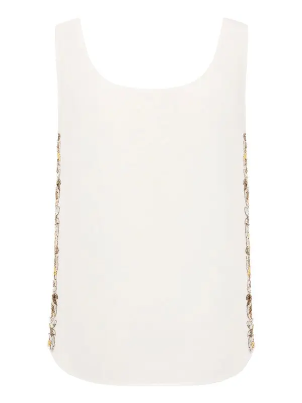 EMMA WALLACE Silk Embellished Tank Top - White