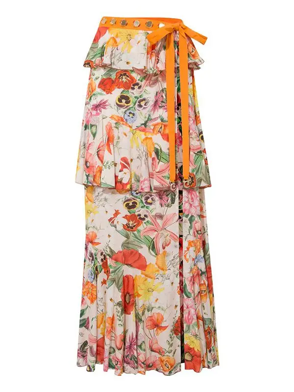 LUNA B Sally Skirt Printed Ecru - Beige