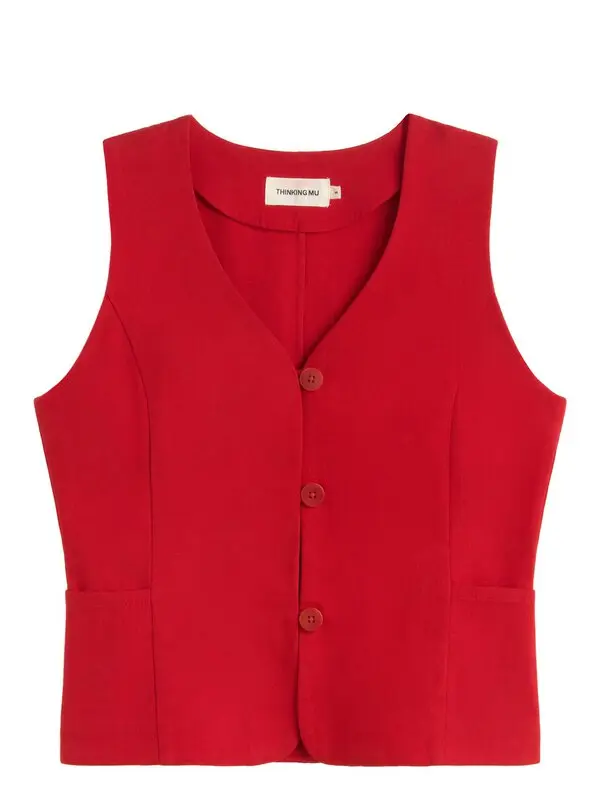 THINKING MU Alisa Organic Cotton Vest - Red