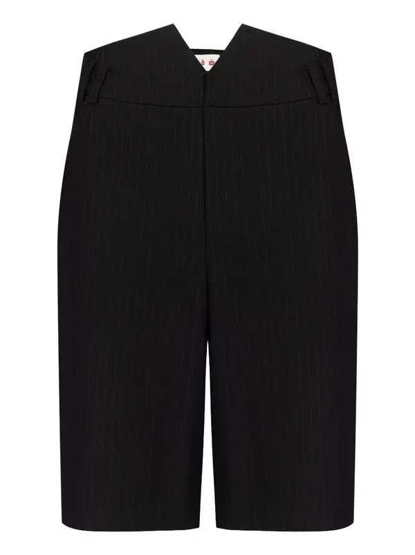 PCFG Striped Fabric Biker Shorts - Black