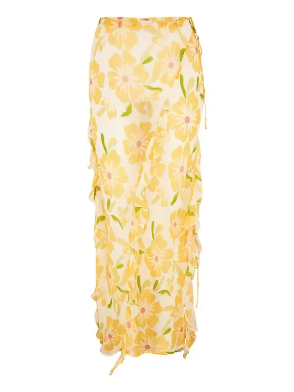 WILD LOVERS LONDON Floral Printed Maxi Skirt - Yellow