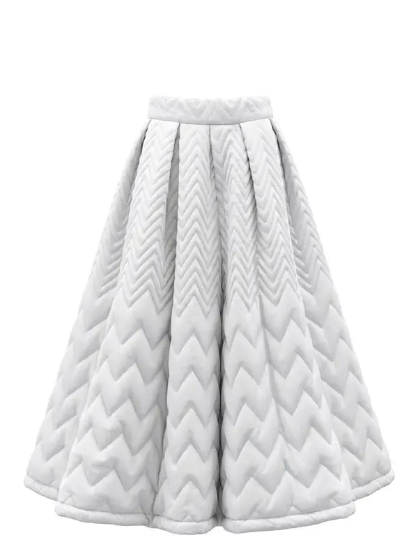 L2R THE LABEL Quilted Cloud Yurika Midi Skirt - White
