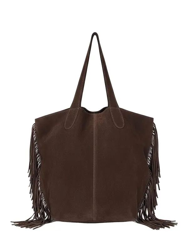 NOOKI DESIGN Soft Suede Tote With Fringe - Brown
