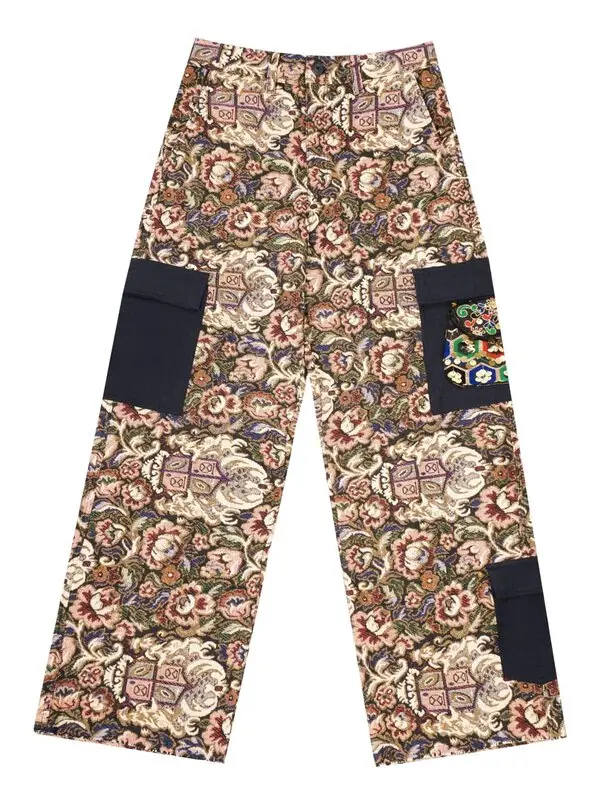 COLLECTED XX Flame Of Love Floral Cargo Pants - Black