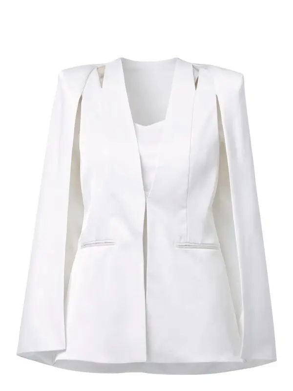 ZAFUR Medinah Cape Blazer - White