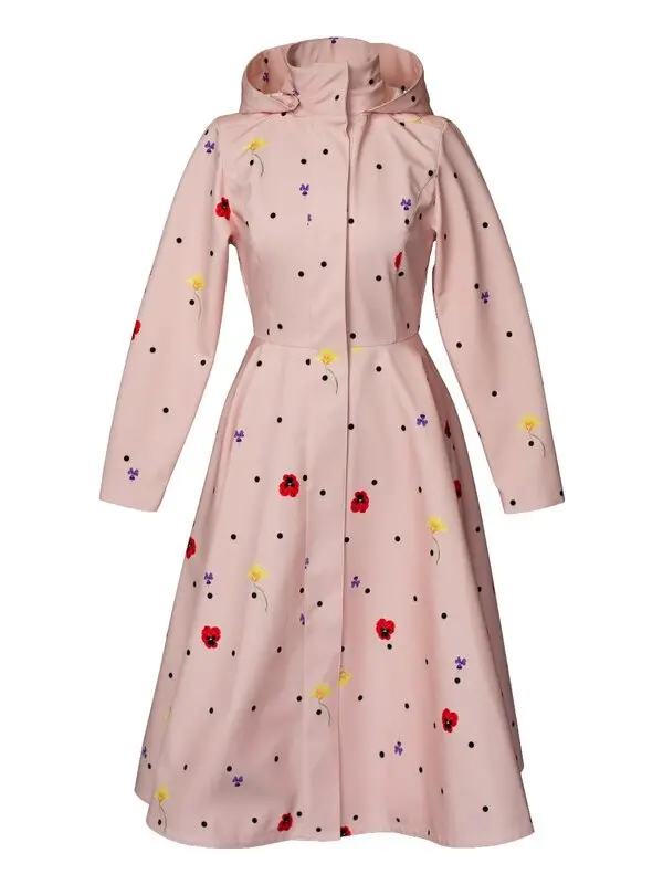 RAINSISTERS Fitted & Flared Coat With A-line Skirt - Pink