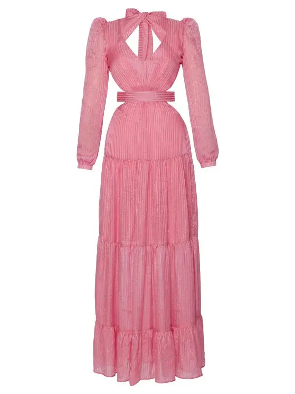 ANSE VICTORIN Elly Silk Maxi Dress Stripes - Pink