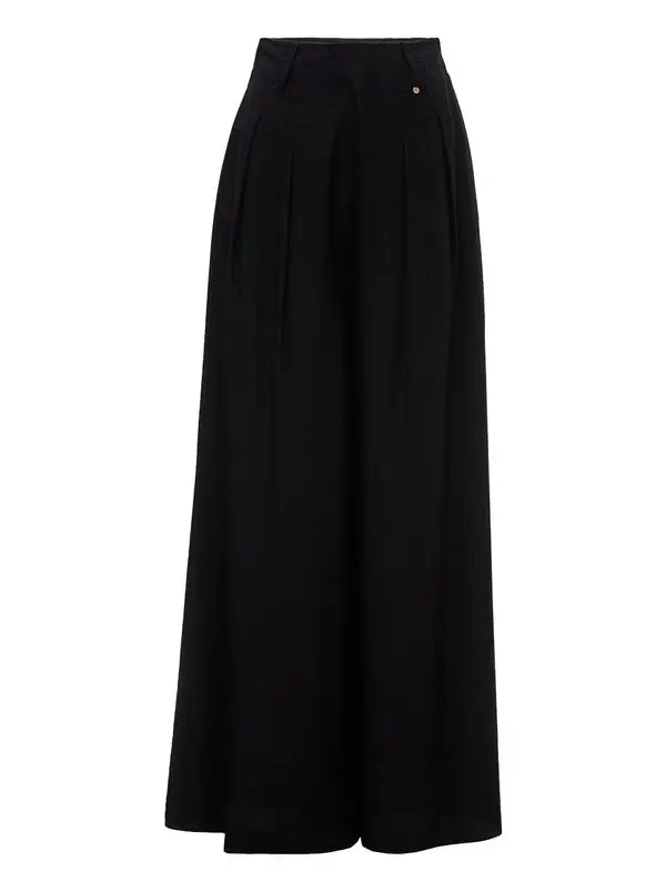 NISSA Palazzo Viscose Pants - Black