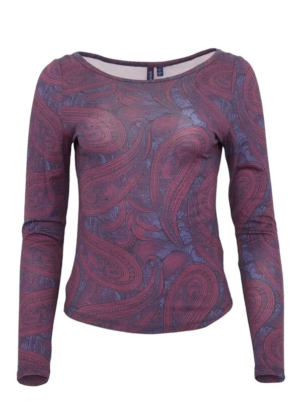 LORDS OF HARLECH Carly Merino Long Sleeve Crewneck Shirt - Purple