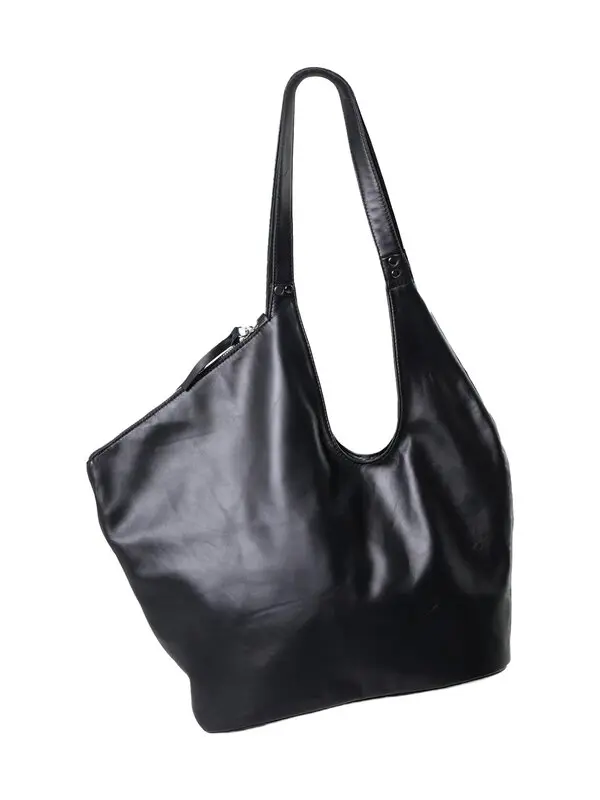 METAMORPHOZA Large Asymmetric Leather Shoulder Bag - Black