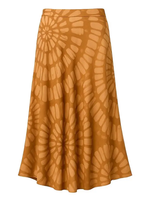TANTRA SPAIN SL Midi Flared Skirt With Geometric Print - Gold