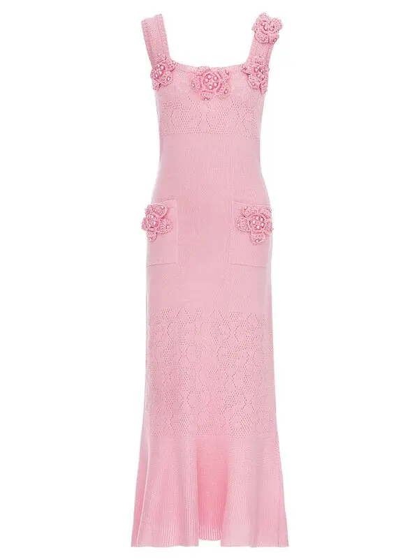 ANDREEVA Knit Dress With Handmade Embroidery - Pink