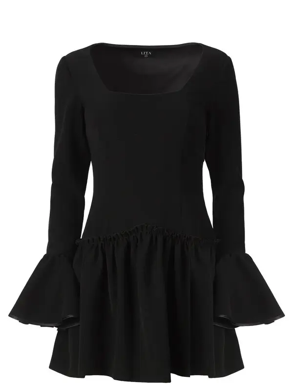 LITA COUTURE Mini Dress With Ruffles - Black