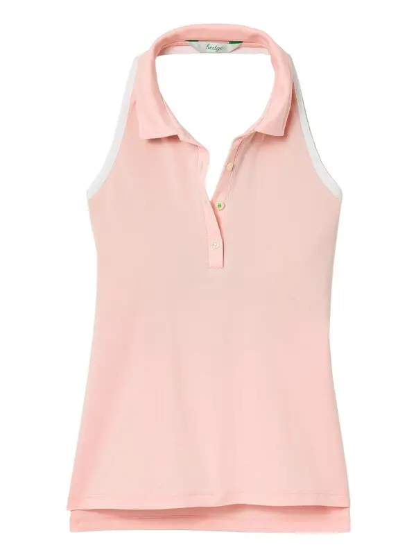 HEDGE Edith Halter Polo Top - White