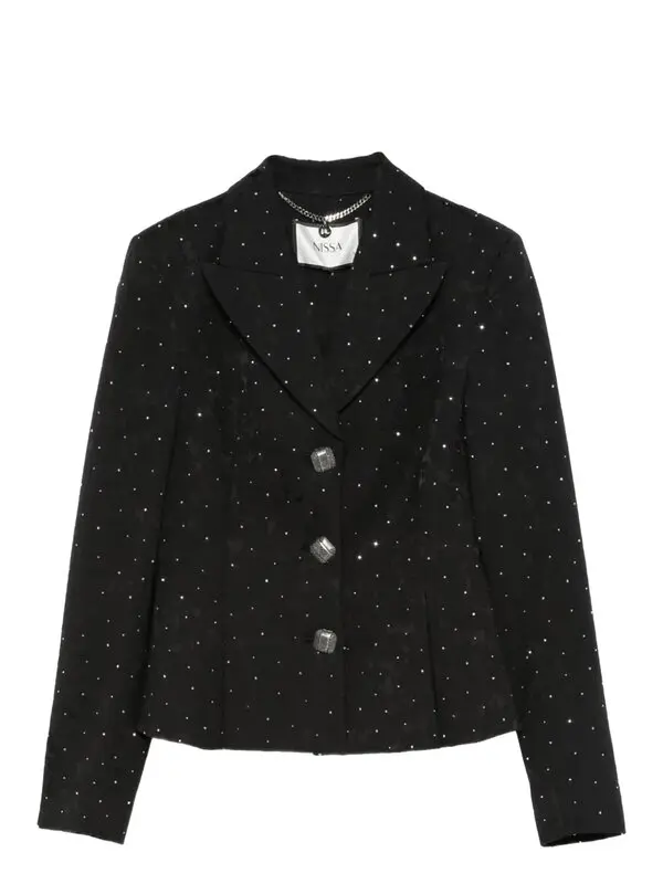 NISSA Rhinestone-embellished Brocade Blazer - Black