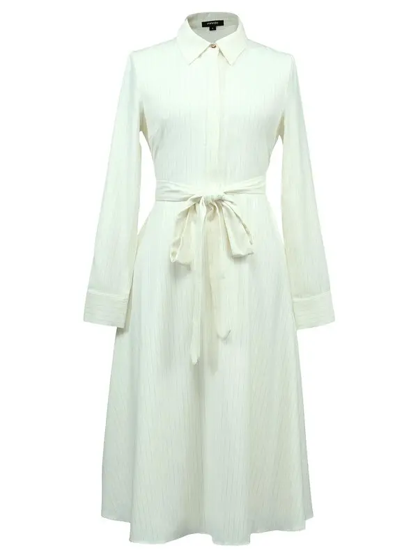 SMART AND JOY Fit-and-flare Shirt Dress With Belt - White