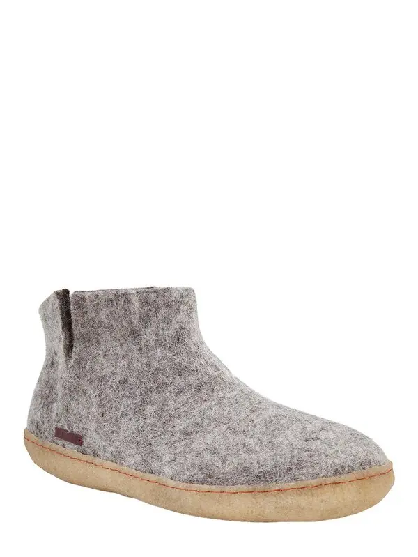 BETTERFELT Classic Wool Slipper With Crepe Rubber Sole - Grey