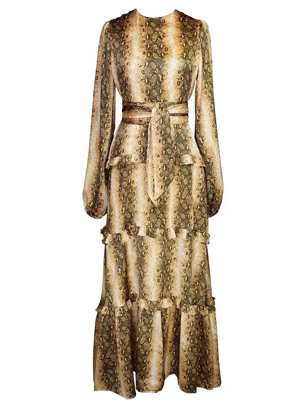 JENNAFER GRACE Mojave Love Viper Print Maxi Dress - Brown