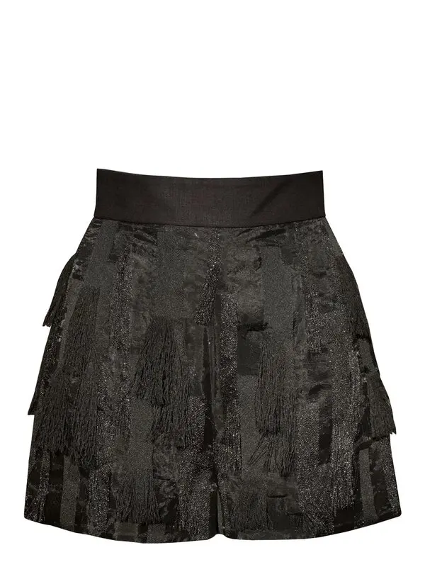 GEEGEE COLLECTION Sekhmet Fringe Shorts - Black