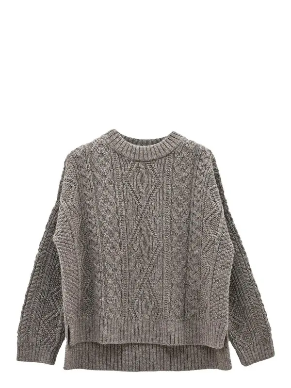 OUBAS British Wool Cable Knit Sweater - Grey