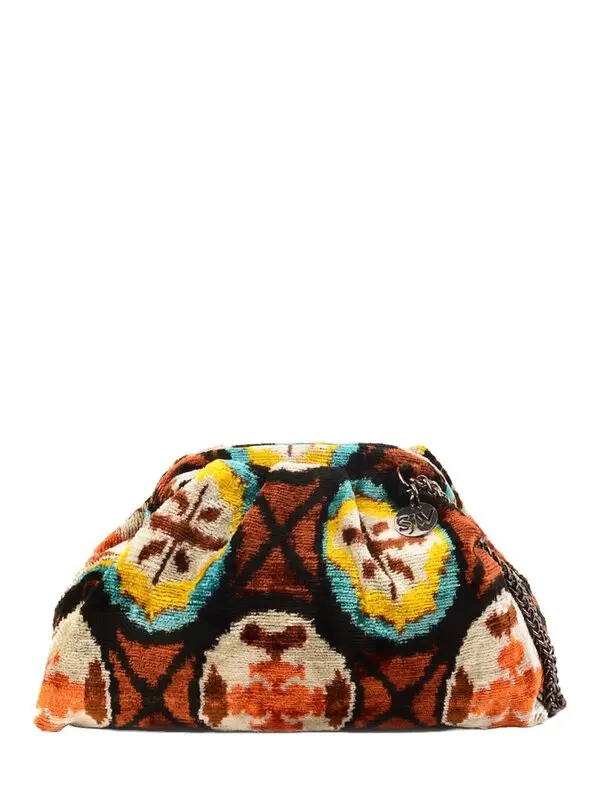SJW BAGS LONDON Victoria Ikat Mini Pouch Bag - Black/brown