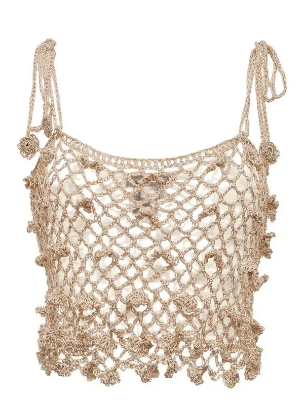 ANDREEVA Metallic Handmade Crochet Top - Gold/silver