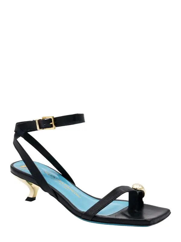 VALENTINA RANGONI Velia Ankle Strap Leather Sandals - Black