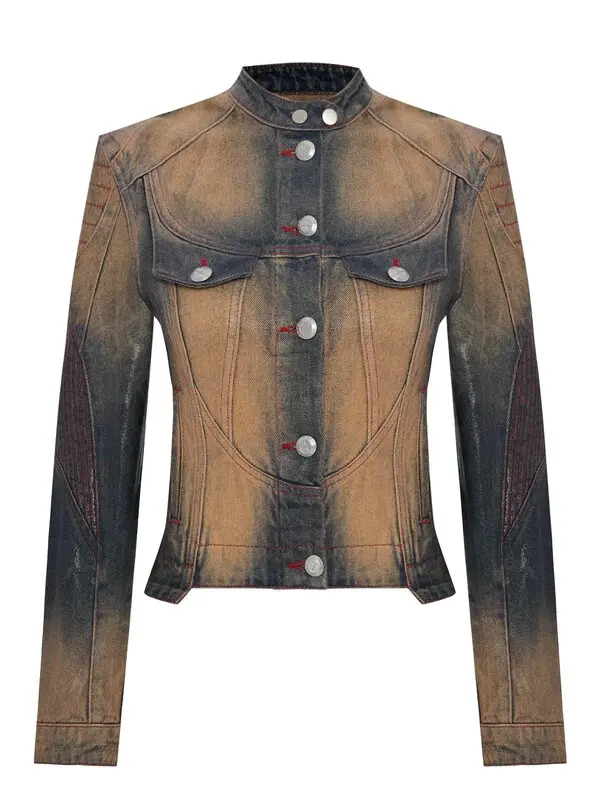 PCFG Pure Cotton Motorcycle Denim Jacket - Blue