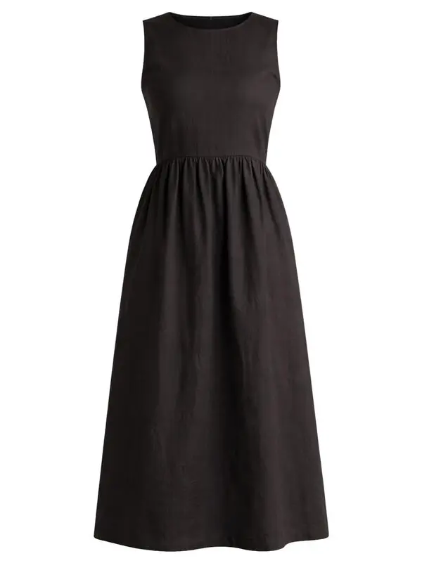 NIKKA PLACE Linen Maternity Midi Dress - Black