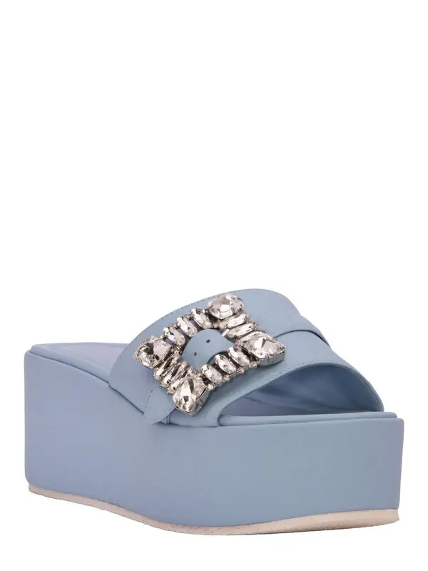 BEAUTIISOLES BY ROBYN SHREIBER Dita Leather Espadrille Sandal - Blue